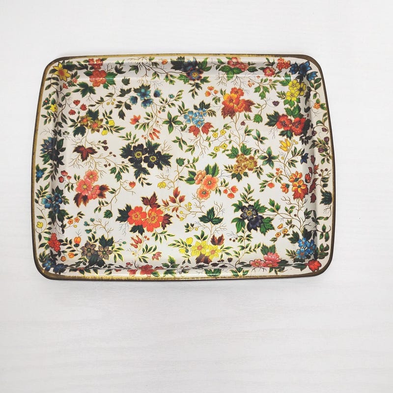 Floral Tin Serving Tray - Etsy