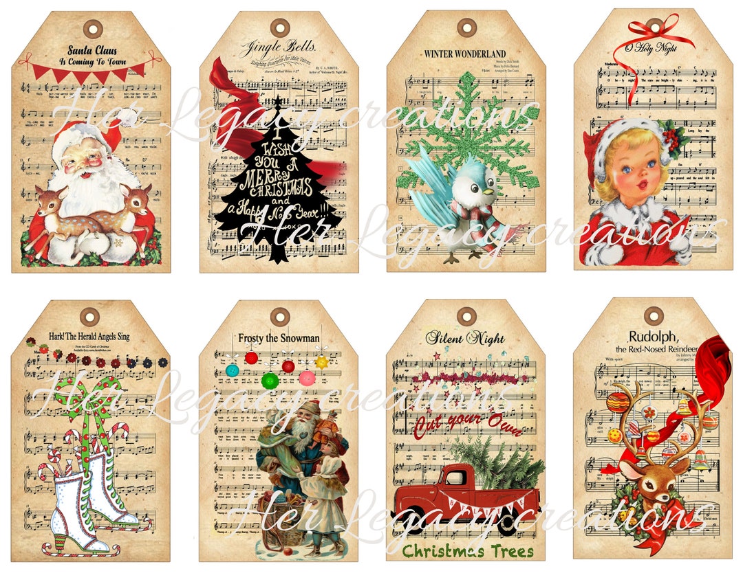 Digital Download Vintage Christmas Songs Galore GIFT TAGS Junk Journal ...