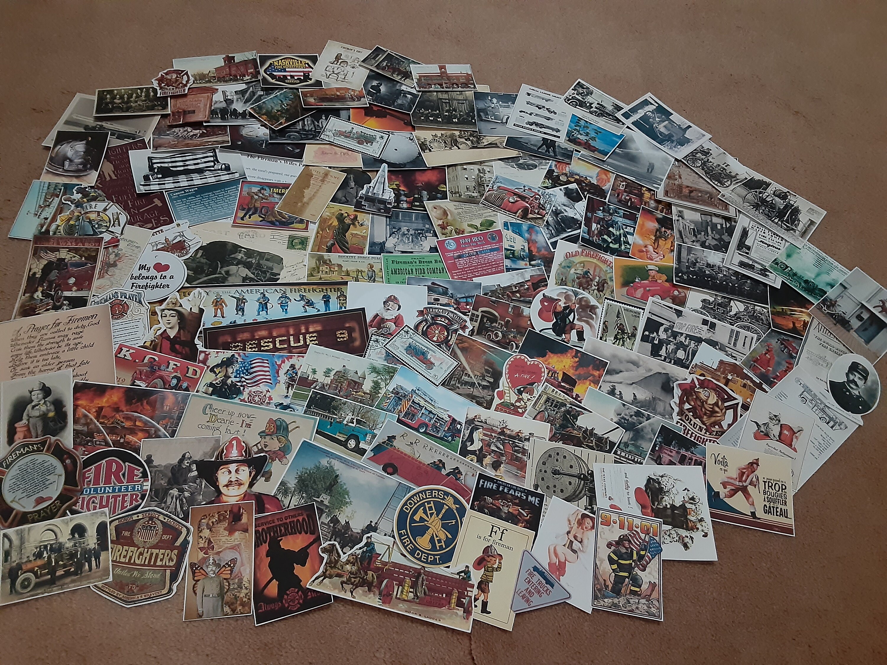 Huge 80 Piece Vintage FIREFIGHTER, Fireman Theme Junk Journal DIE CUT ...