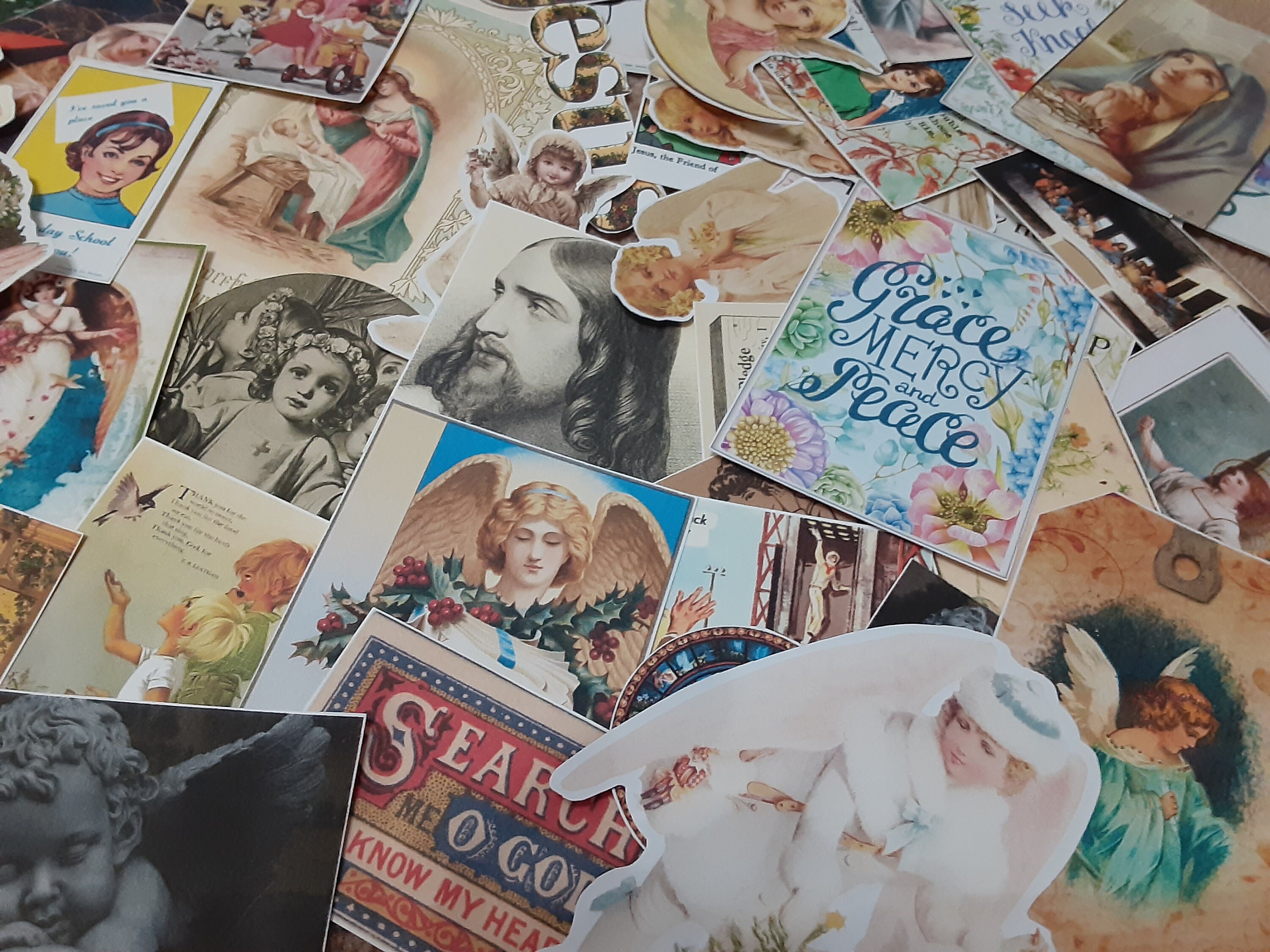 Huge 80 Piece Vintage Religious, Faith, Christian Theme Junk Journal ...