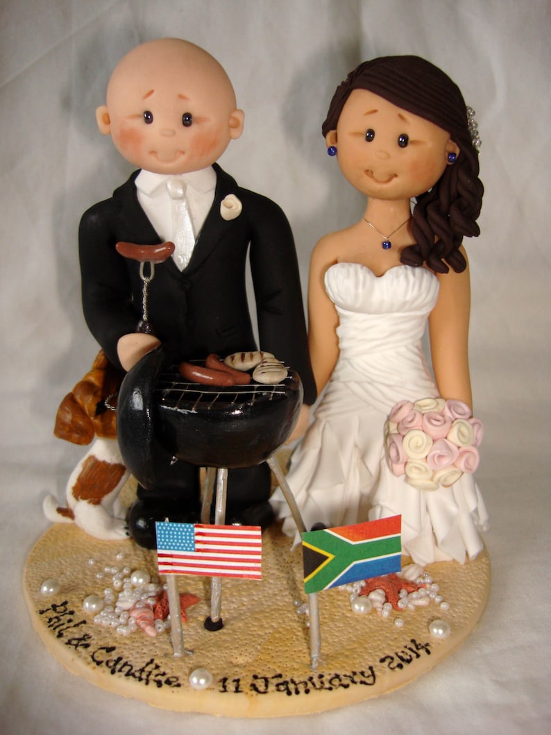 Bride and Groom Customised Barbecue Chef Themed Wedding Cake - Etsy UK