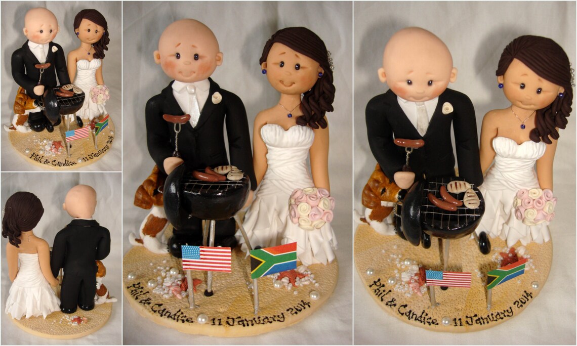Bride and Groom Customised Barbecue Chef Themed Wedding Cake Topper ...