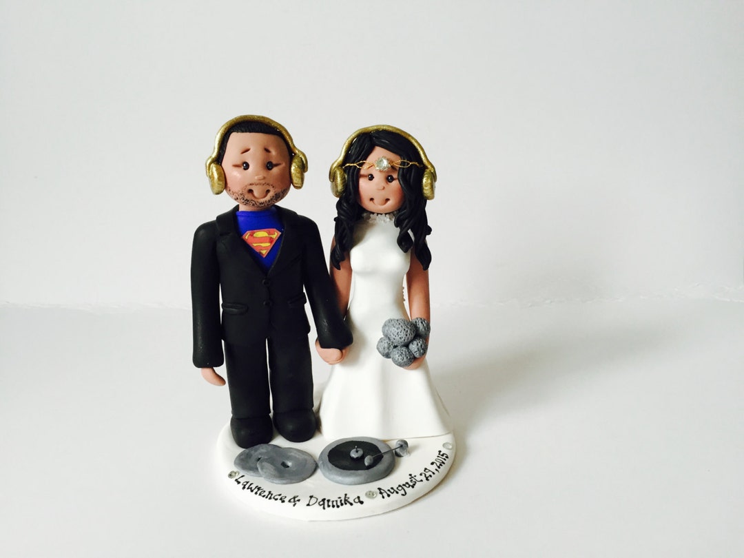 Custom Music Theme Wedding Cake Topper - Handmade Polymer Clay Bride ...
