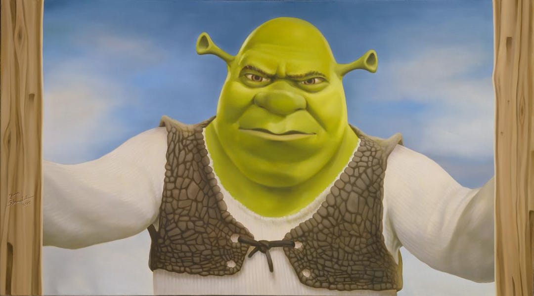 Shrek "i Am an Ogre!" Original Oil Painting, 27" X 48" - Etsy