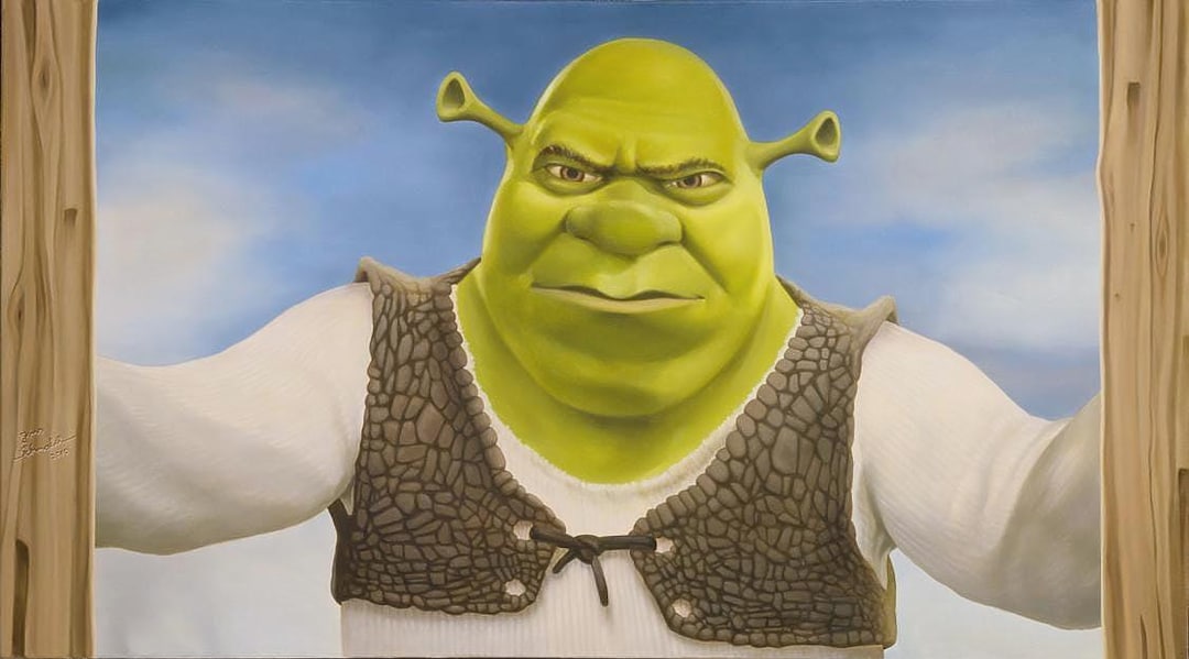 Shrek "i Am an Ogre!" Original Oil Painting, 27" X 48""i'm Coming In ...