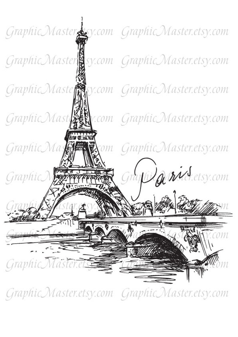 Eiffel Tower Paris French Traveling Graphics Digital Image | Etsy