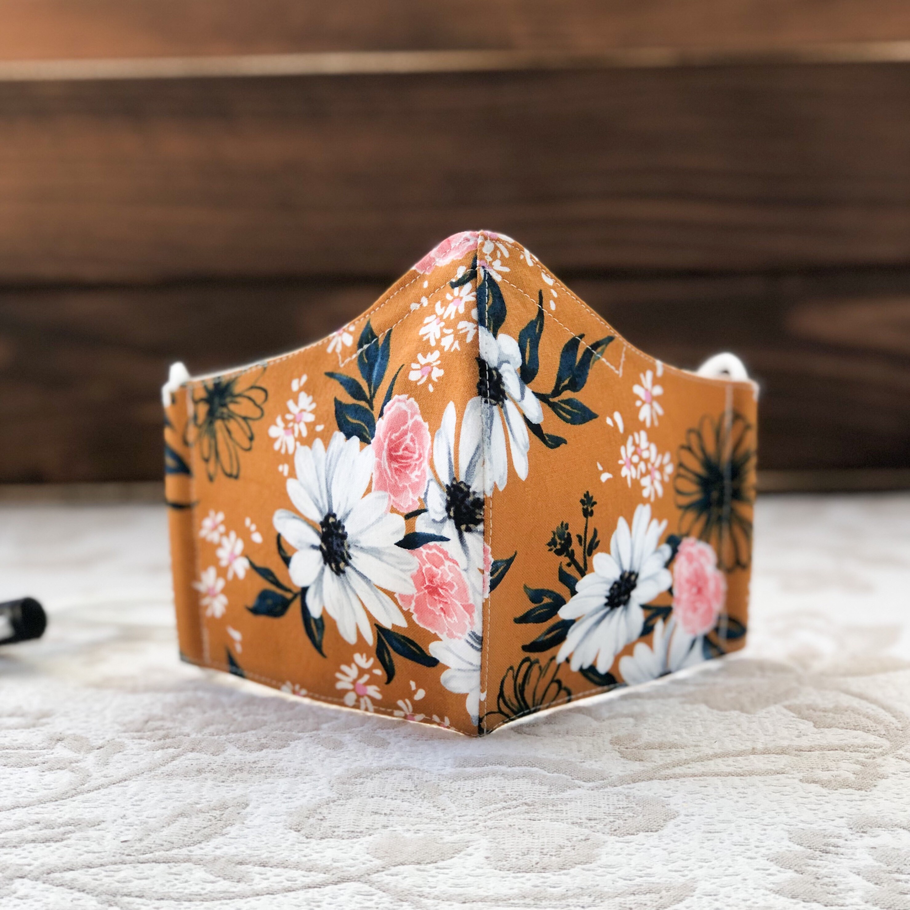 Ladies 3 Layer Copper and Daisy Face Mask With Poly Interfacing Third ...