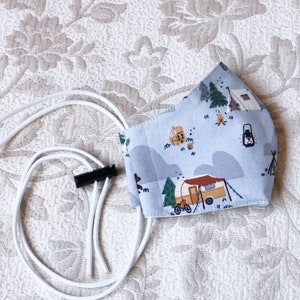 Ladies 3 Layer Let’s Go Camping Blue Face Mask With Poly Interfacing ...