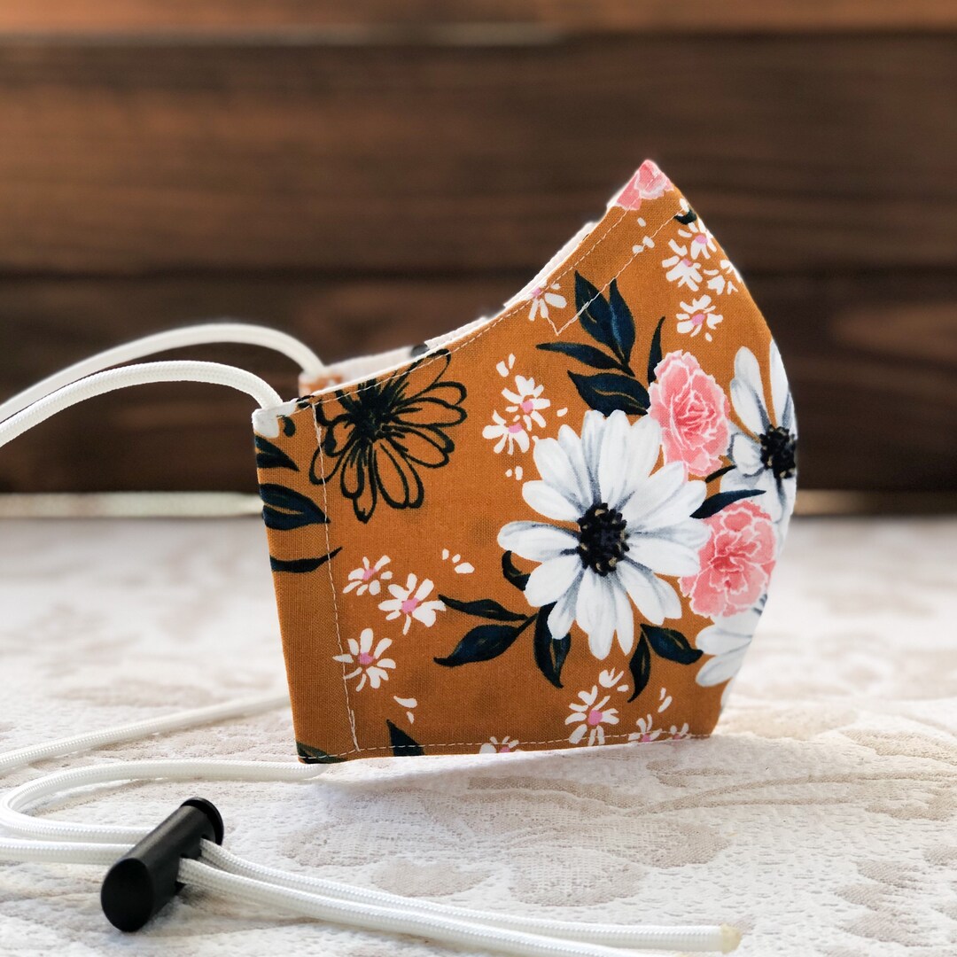 Ladies 3 Layer Copper and Daisy Face Mask With Poly Interfacing Third ...