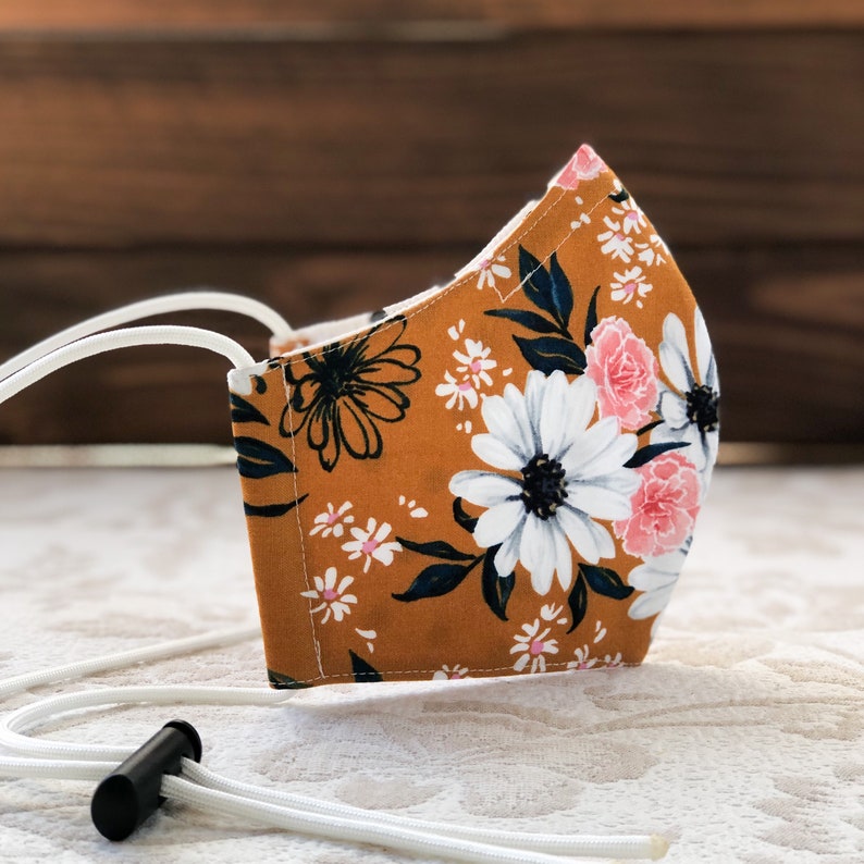 Ladies 3 Layer Copper and Daisy Face Mask With Poly Interfacing Third ...