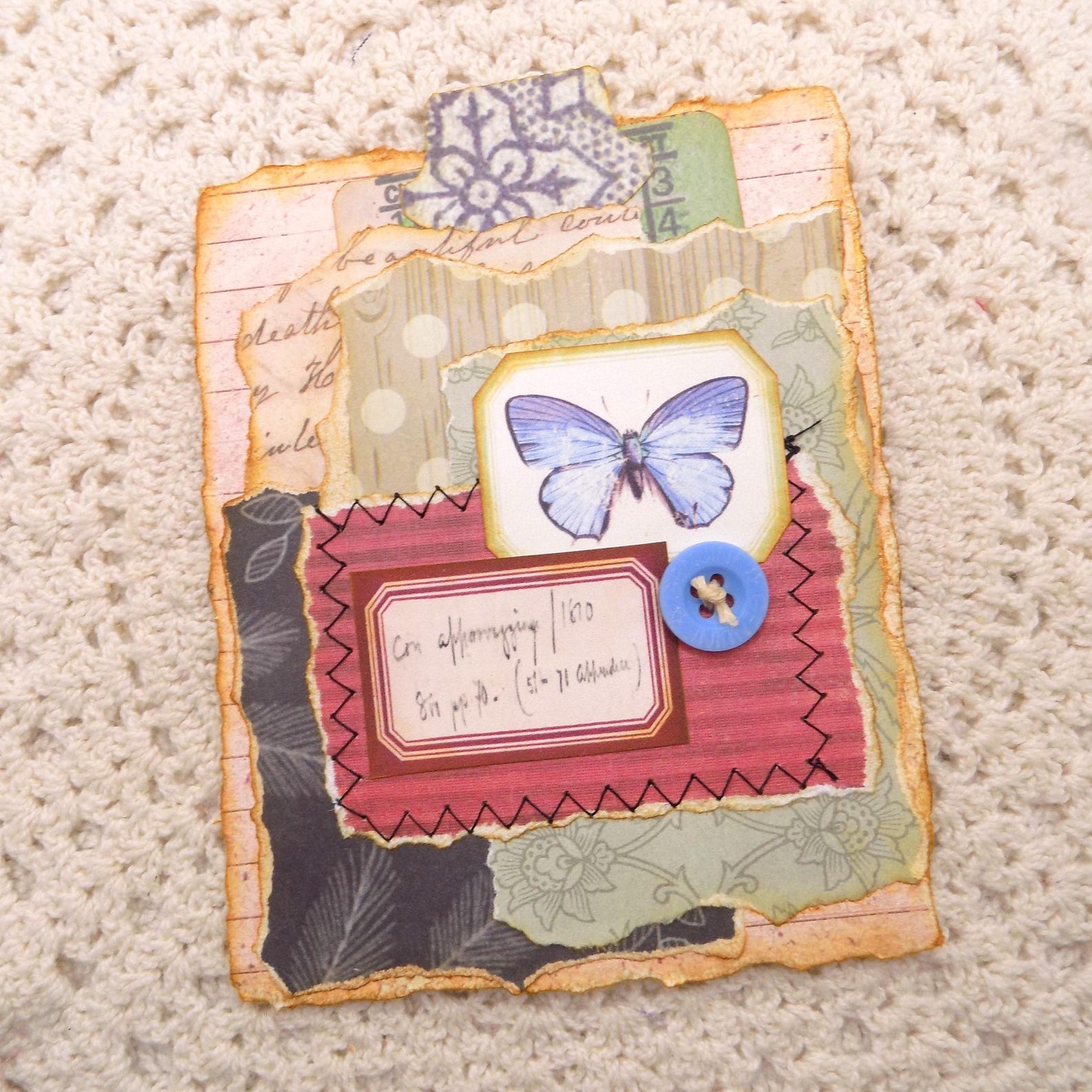 Handmade Decorated Cluster Journaling Card With Pocket for Junk or Art ...