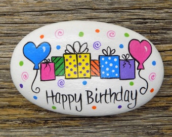 Happy Birthday Painted Rock - Etsy