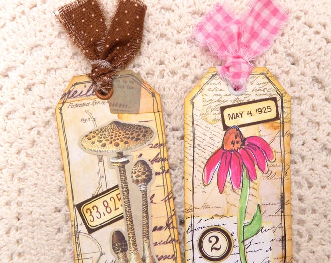 2 Handmade Tags for Junk Journaling Scrapbooking Crafting #686 - Etsy