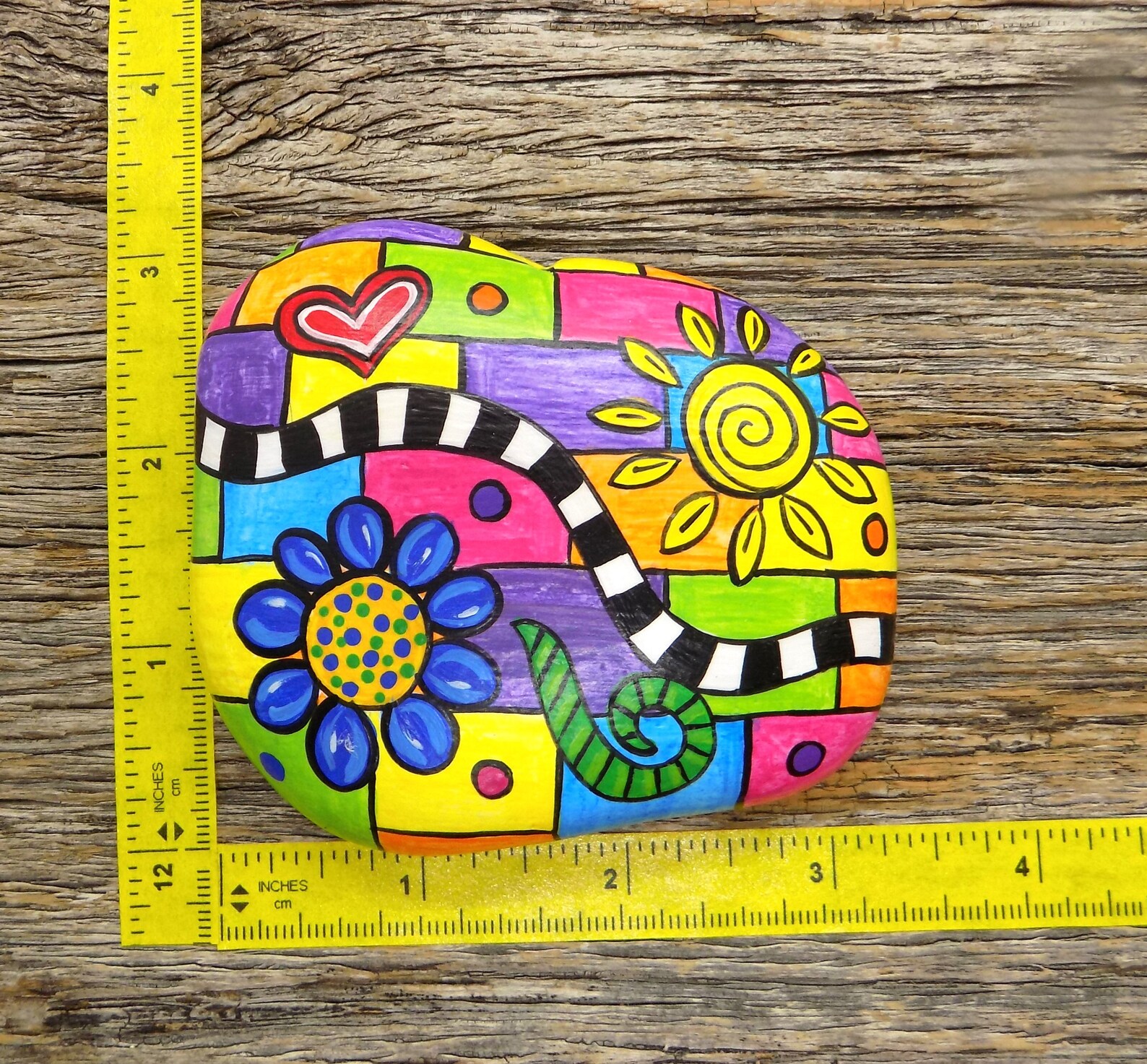 Abstract Hopscotch Hand Painted Rock Decorative Accent Stone - Etsy