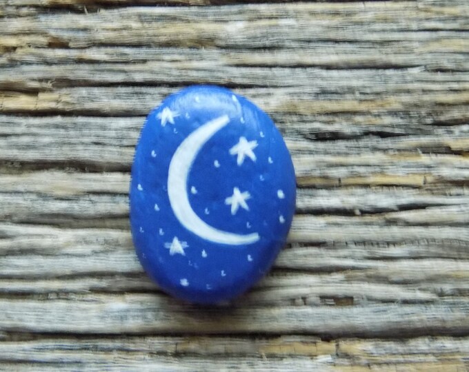 MINI Moon and Stars Hand Painted Rock, Decorative Accent Stone - Etsy