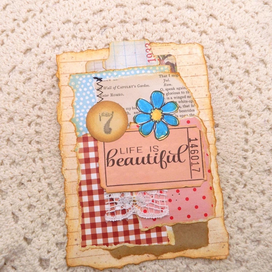 Handmade Decorated Cluster Journaling Card With Pocket for Junk or Art ...