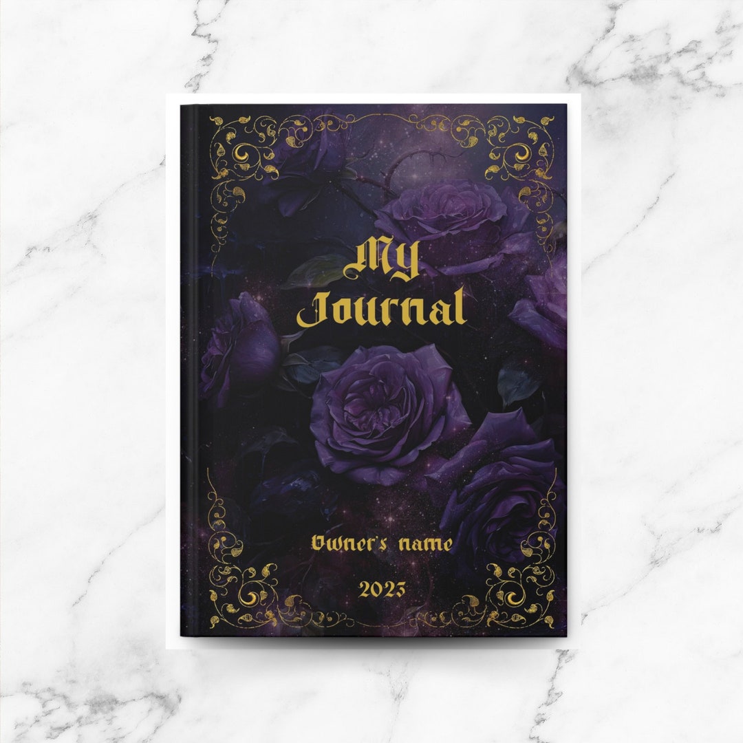 Purple Rose Custom Spell Book Hardcover Journal Matte, Purple Poem ...
