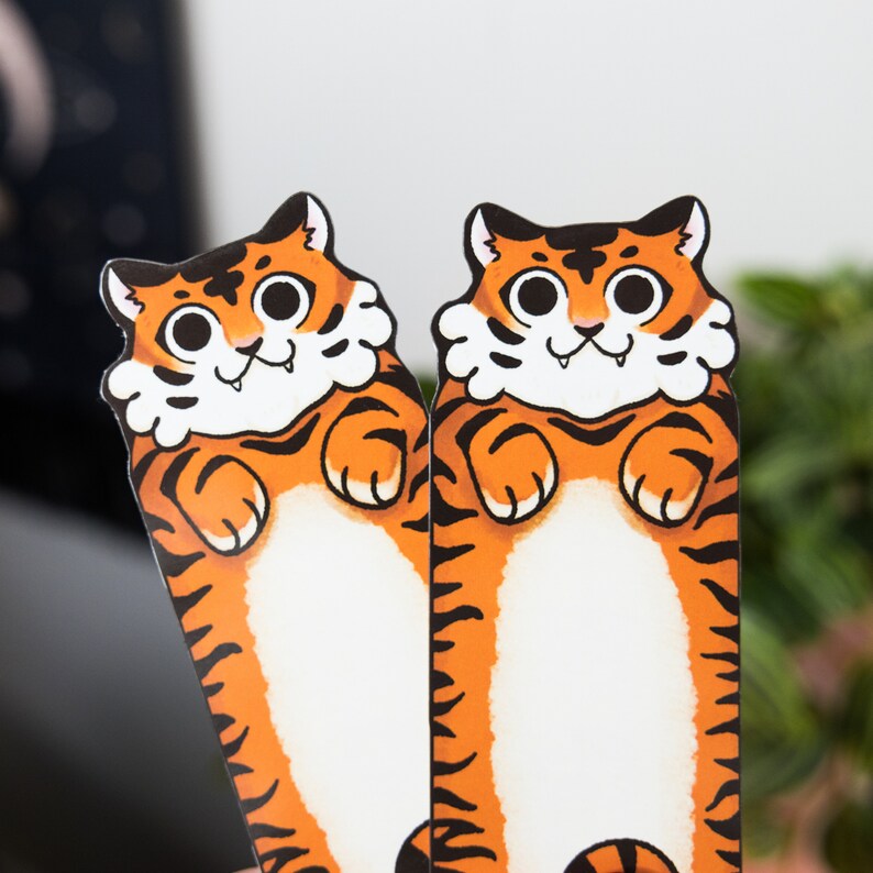 Sunny the Tiger Cute Bookmark, Tiger Body Laminated Bookmark, 6x2 In - Etsy