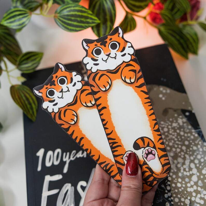 Sunny the Tiger Cute Bookmark, Tiger Body Laminated Bookmark, 6x2 In - Etsy