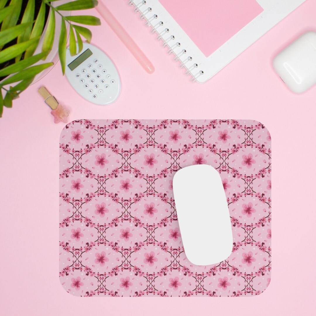 Cherry Blossom Mouse Pad (rectangle), Floral Desk Accessories, Pink ...