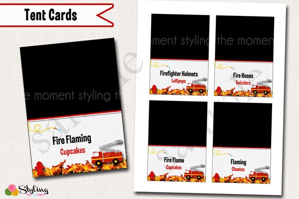 Firetruck Food Labels Instant Download | Etsy