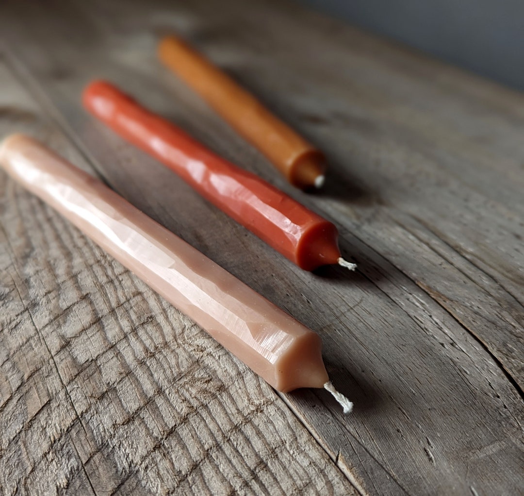 Earth Rose Taper Candle Set Whittled Taper Candle Trio Desert Earth ...