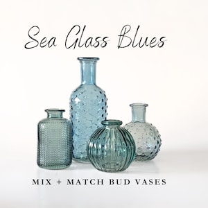 Blue Sea Glass Bud Vase Coastal Table Decor - Etsy