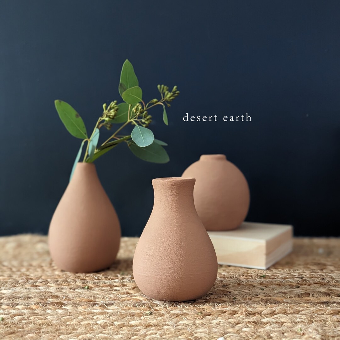 Desert Earth Color Clay Bud Vases Minimal Modern Natural Terracotta ...