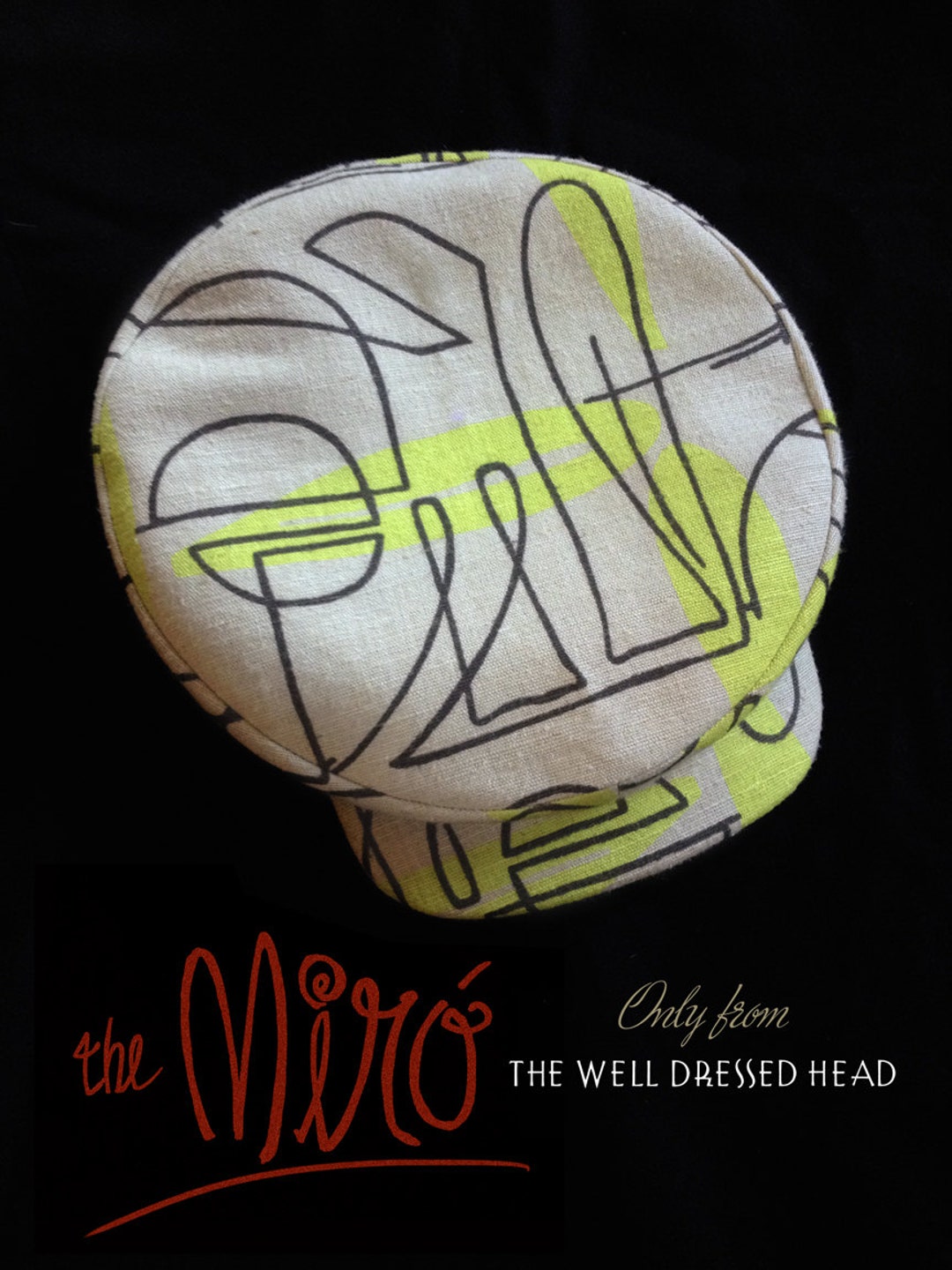 THE MIRÓ - Bespoke 1910's Style Flat Cap With 1948 Silk-screened Linen ...
