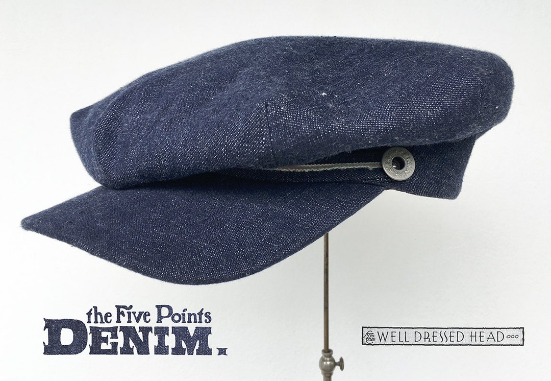 The FIVE POINTS - 1910s-pattern Flat Cap in Selvedge Denim - Made to ...
