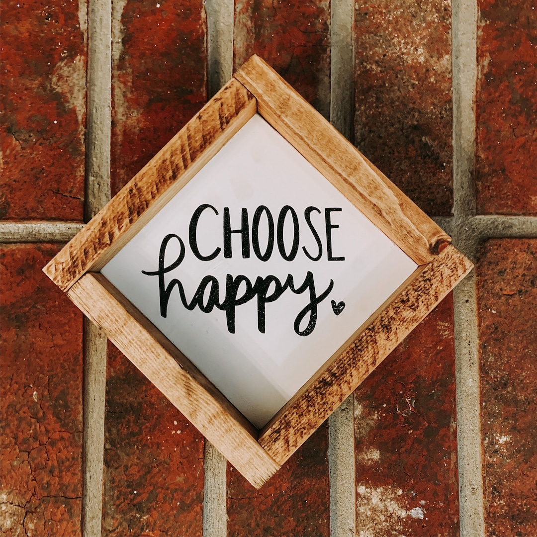 Wood Sign Choose Happy Wall Sign Office Sign Wooden Wall Decor - Etsy