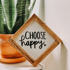 Wood Sign Choose Happy Wall Sign Office Sign Wooden | Etsy
