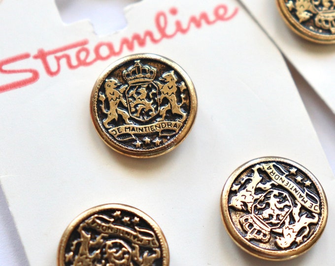 Netherlands Coat of Arms Buttons - Vintage Metal Shank Set of 8 With ...