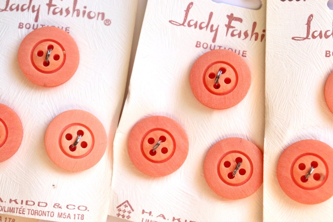 Vintage Orange Peach Buttons Quality Vintage Lot on Original 'lady ...