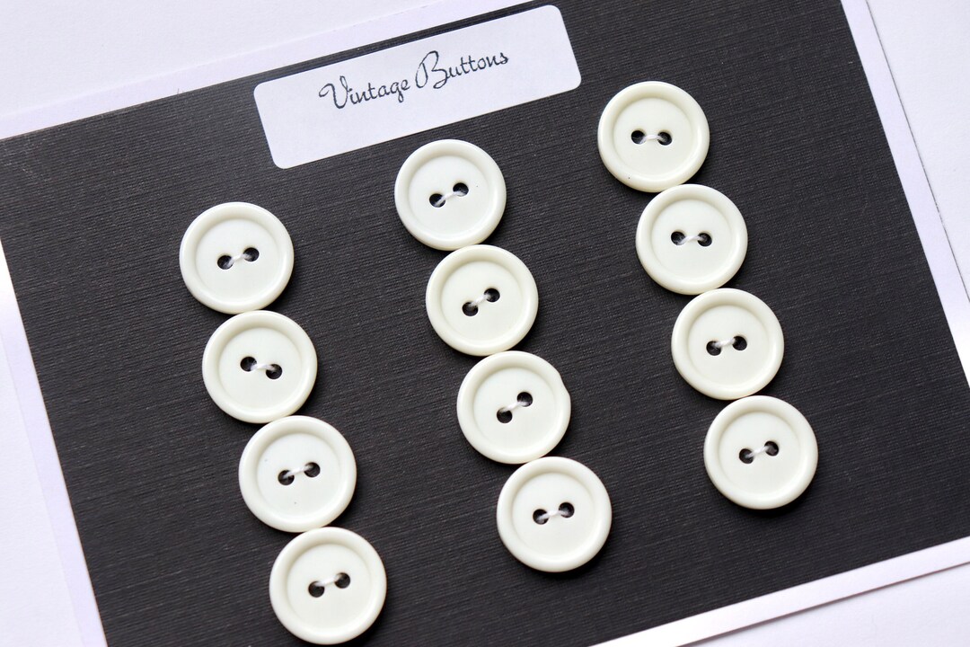 Classic White Shirt Buttons - Vintage 2-hole Set of 12 in Quality ...