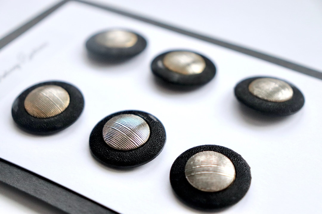 Vintage Silver and Black Glam Buttons - Quality Plastic and Metal Shank ...