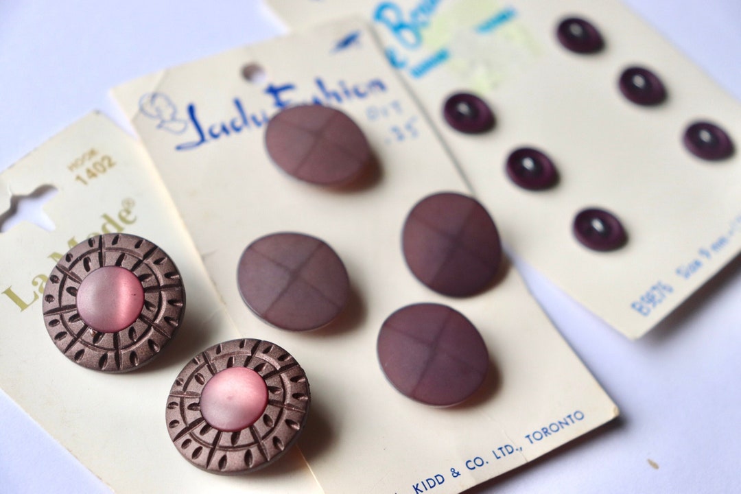 Shades of Purple Plum Buttons Vintage Sets on Cards 9mm - Etsy