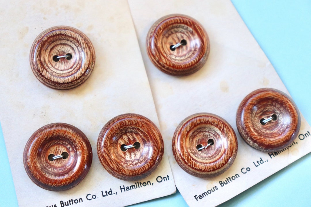 6 Beautiful Wood Grain Texture Buttons on Vintage Cards 21mm - Etsy