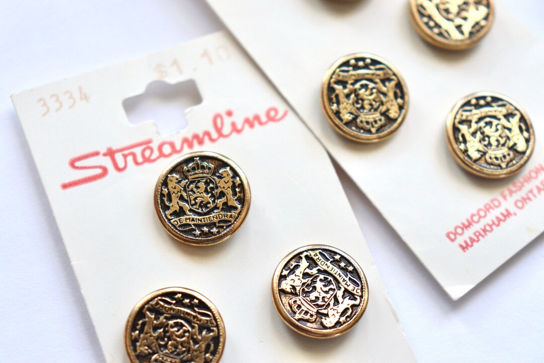 Netherlands Coat of Arms Buttons - Vintage Metal Shank Set of 8 With ...