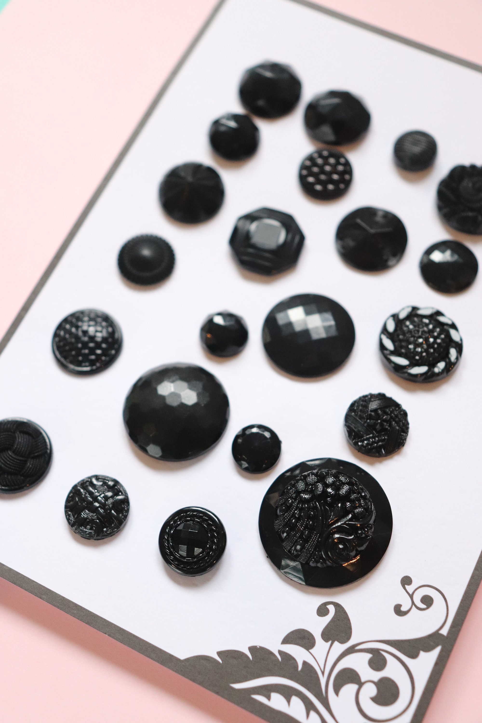 Closures & Fasteners 22mm Shiny Black Glass Look Buttons Stunning ...