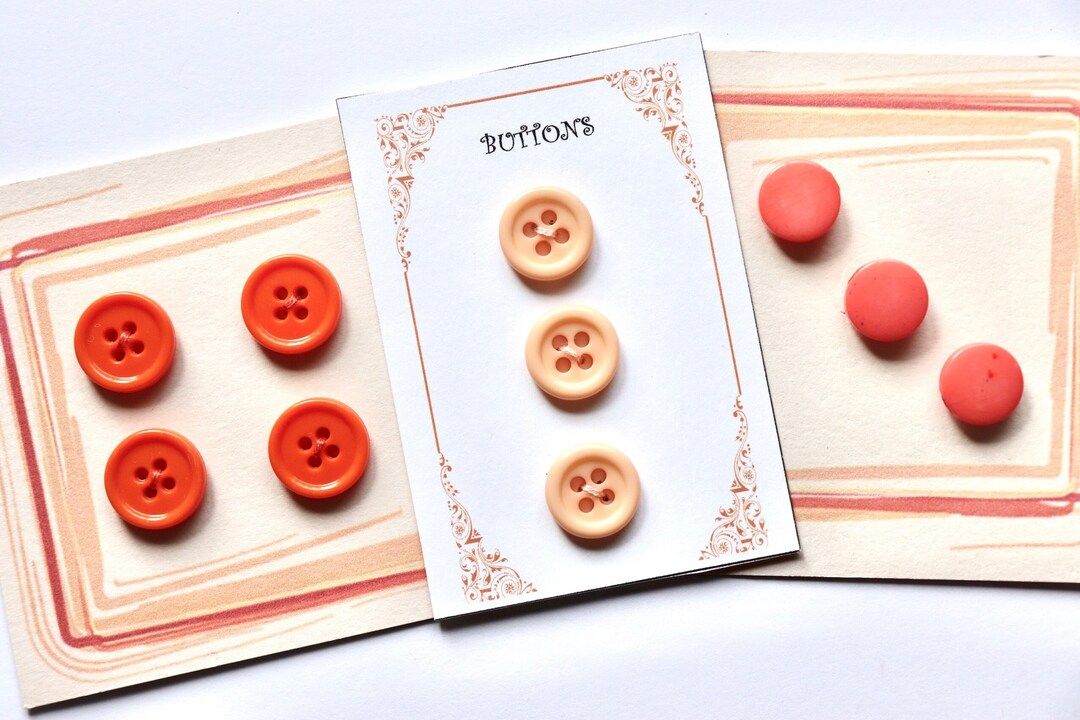 Retro Orange Peach Buttons - Quality Plastic Sets for Fashion, Crafts ...