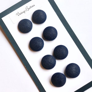 Navy Dark Blue Classic Buttons Vintage Quality Plastic Set of 8 With ...