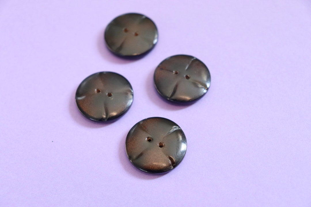 1940s Black Plastic Metal-back Buttons - Stunning Vintage Set of 4 ...