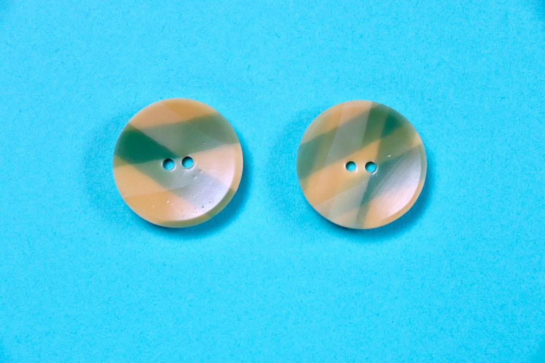 1920s Plaid Look Wafer Buttons Antique Yellow, Green Pair 23mm - Etsy