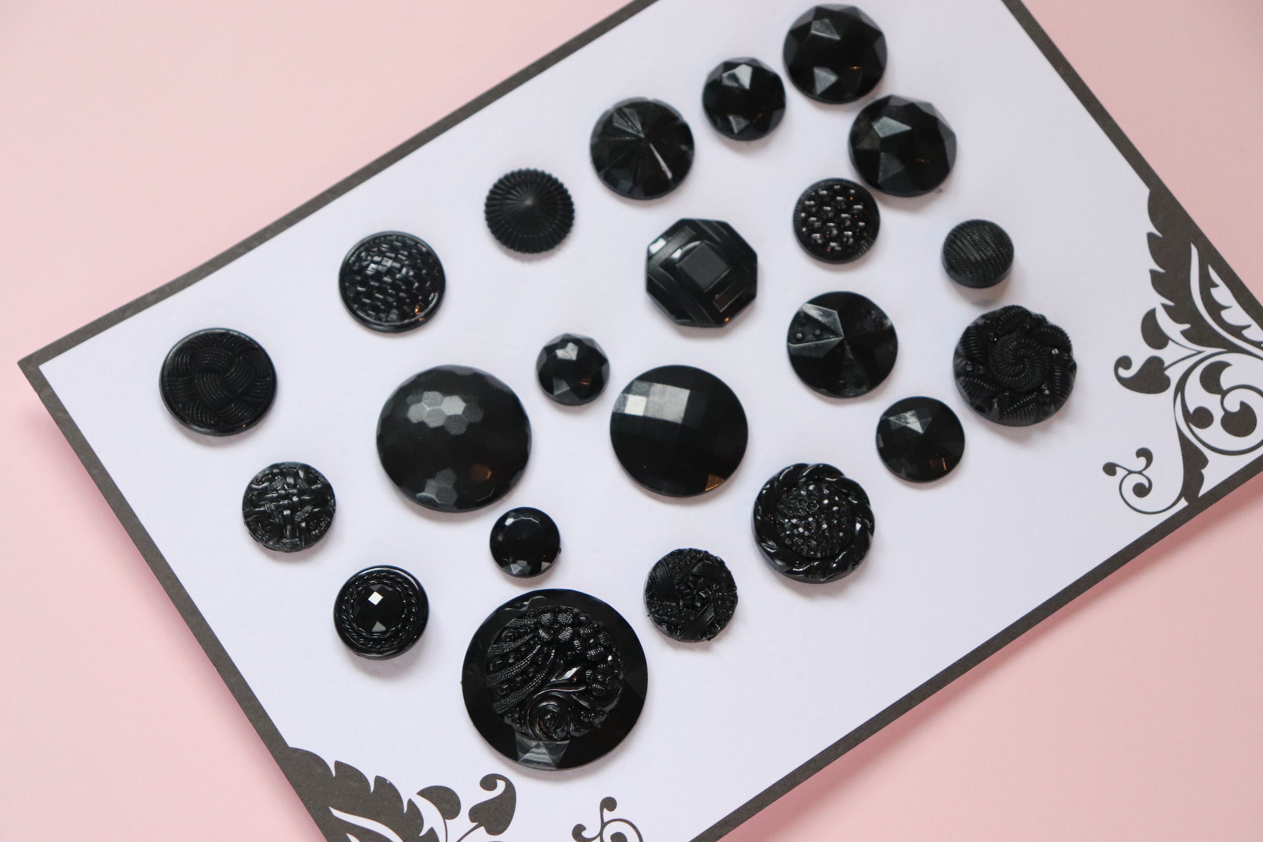 Closures & Fasteners 22mm Shiny Black Glass Look Buttons Stunning ...