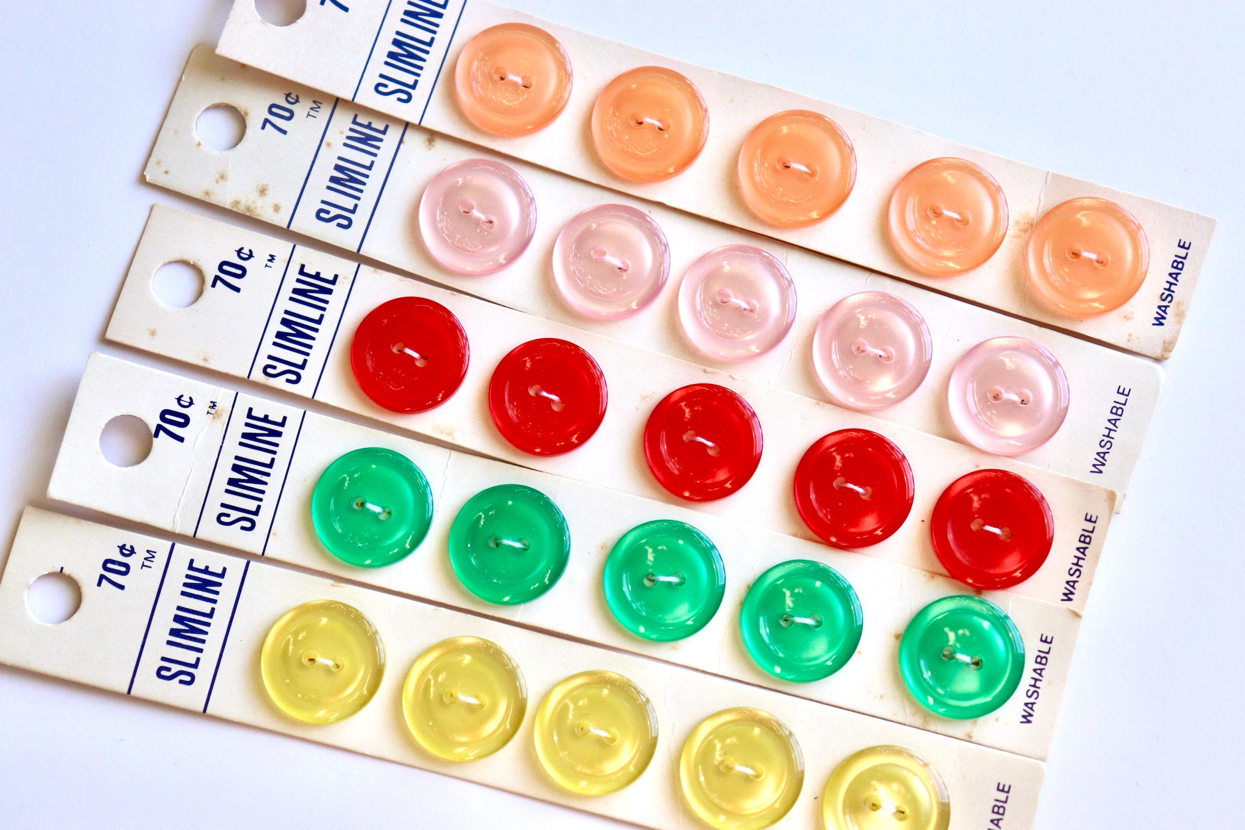 Vintage Slimline Button Lot - Shiny Multicolor Sets in Orange Yellow ...