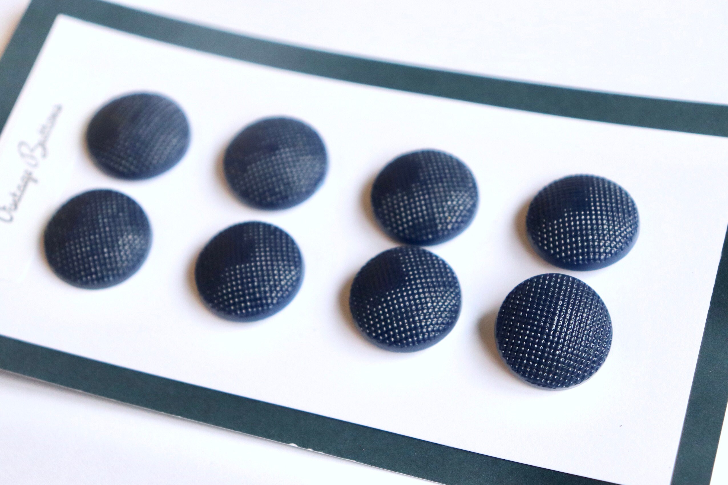 Navy Dark Blue Classic Buttons Vintage Quality Plastic Set of 8 With ...
