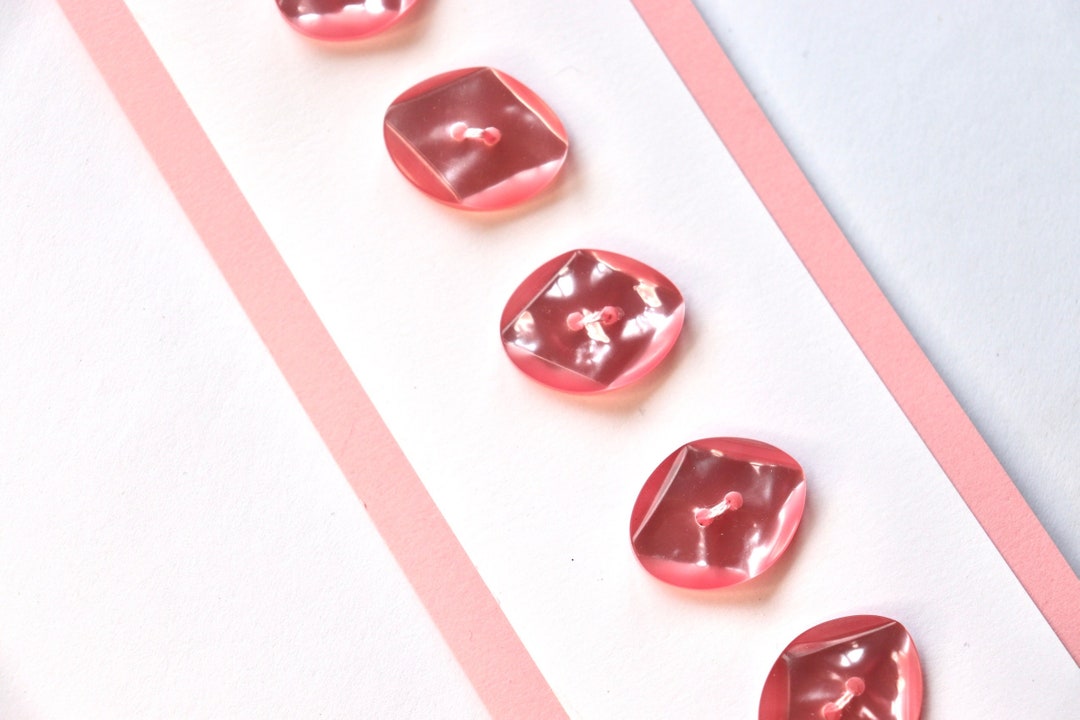 Sparkly Pink Diamond Oval Buttons Vintage 2-hole Plastic Set of 5 21mm ...