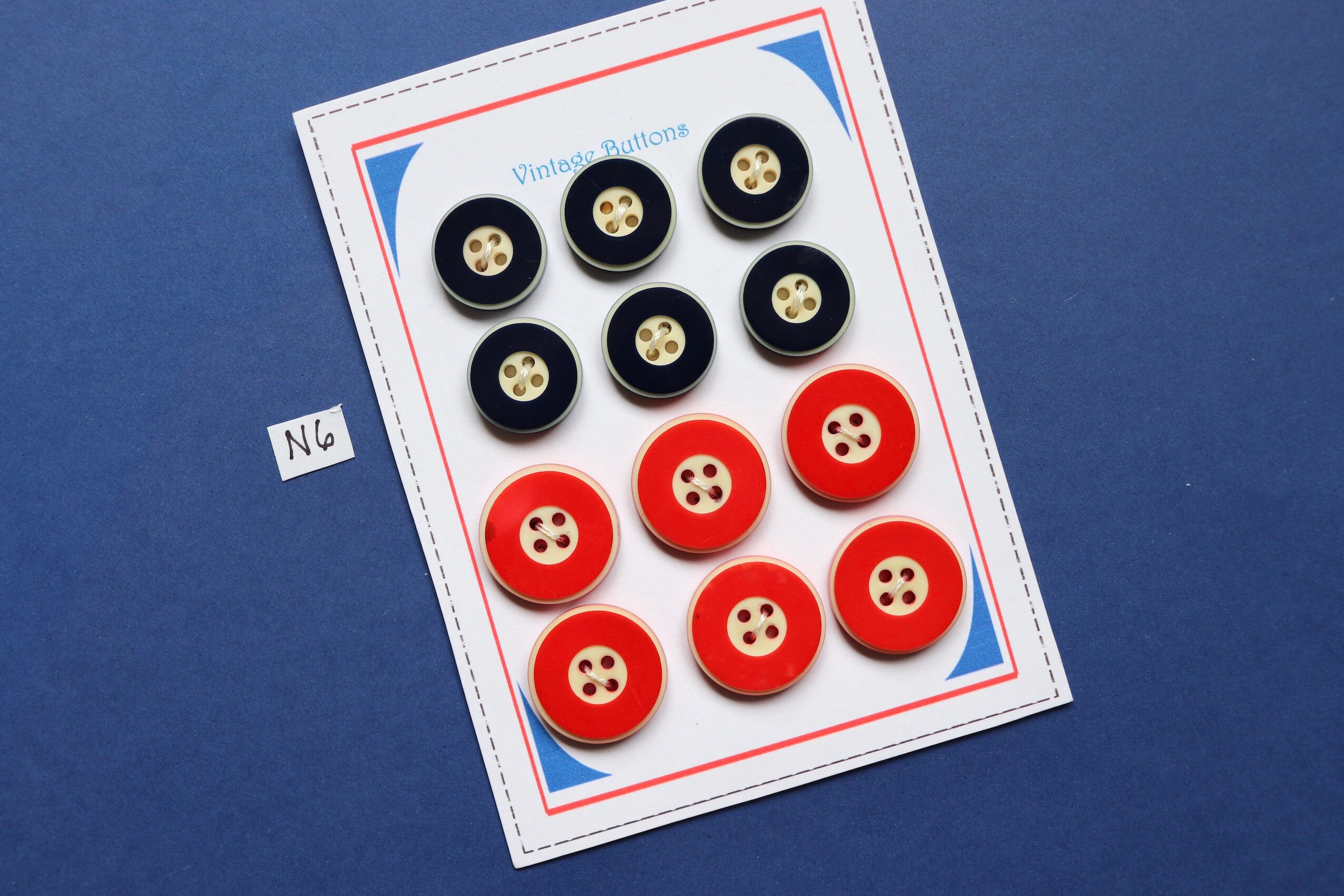 Nautical Red White Blue Buttons 2 Vintage Sets on Card - Etsy