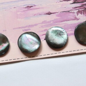 Grey Iridescent Shell Buttons Stunning Vintage Mother of Pearl Shank ...